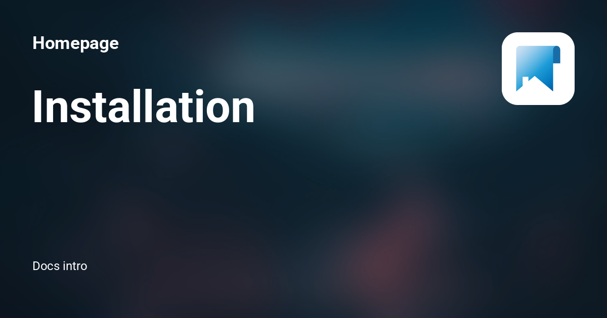 Installation - Homepage
