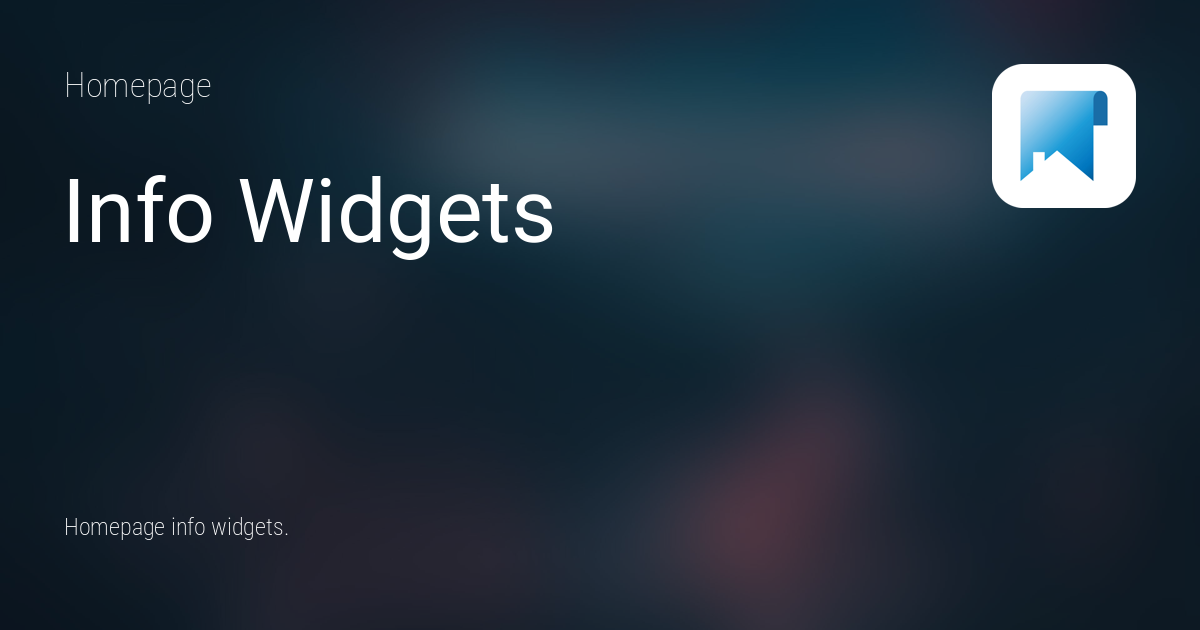 Info Widgets - Homepage