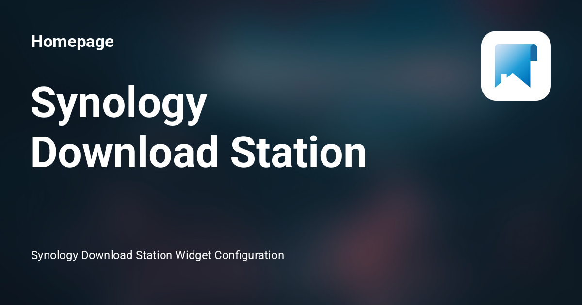 Synology Download Station - Homepage