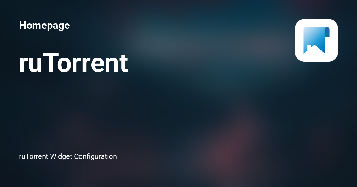 ruTorrent - Homepage