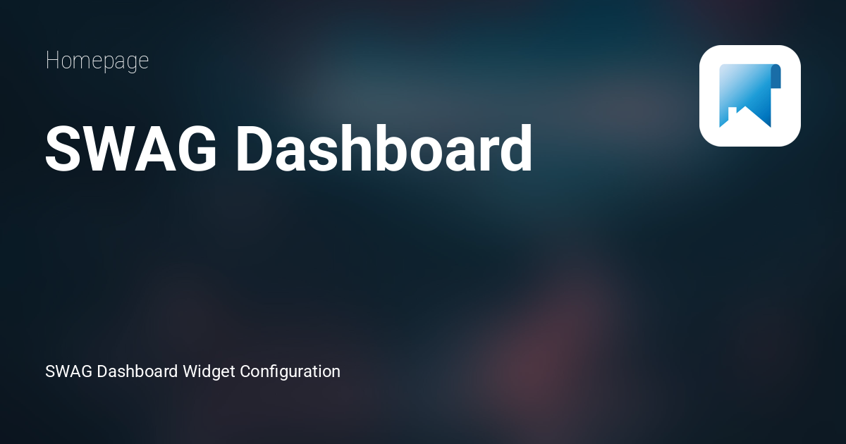 SWAG Dashboard - Homepage